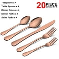 VeSteel 20-Piece Copper Silverware Set, Stainless Steel Flatware for 4 ...