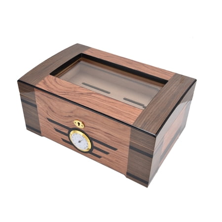 Cigar Humidor, Cigar Box Wood Grain Cigar Storage Box Large Capacity ...