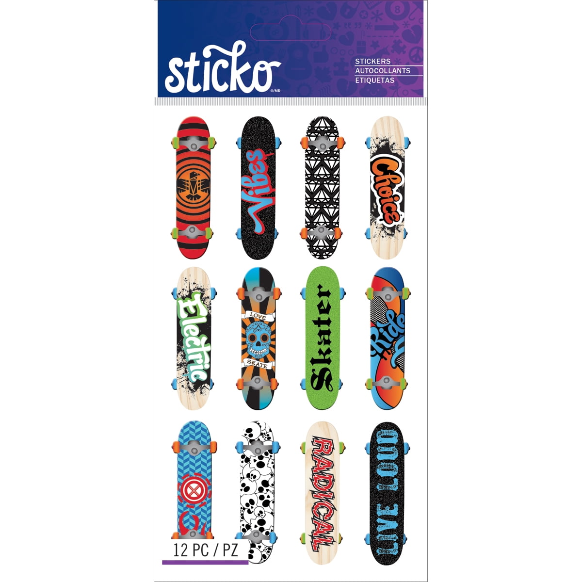Sticko Stickers-Skateboards - Walmart.com