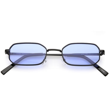 Extreme Thin Small Lens Rectangle Sunglasses Color Tinted 49mm (Black ...