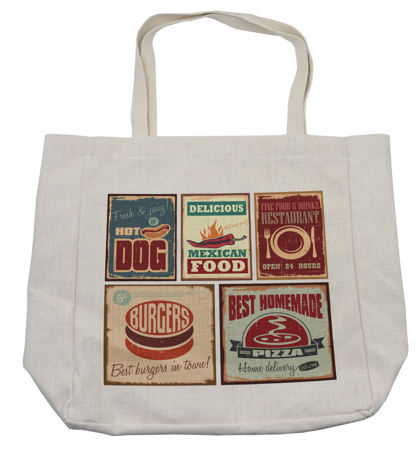 Retro Shopping Bag, Nostalgic Tin Signs Mexican Food Prints Aged ...