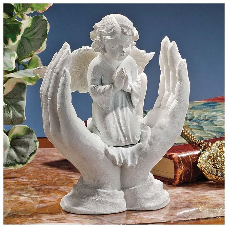 Classic Prayers of a Child Angel in Praying Hands Bonded Marble Statue ...