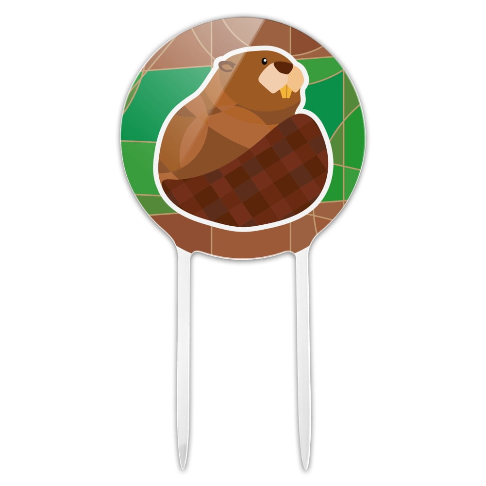 Acrylic Beaver with Plaid Tail Cake Topper Party Decoration for Wedding ...