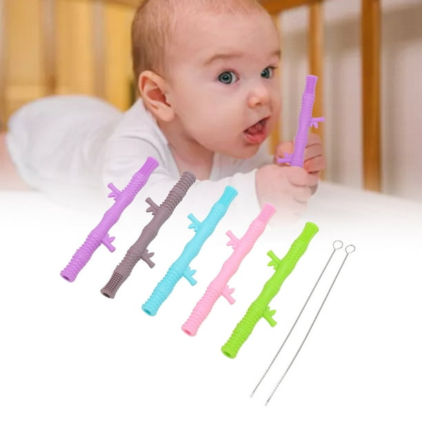 Baby Teething Toys, Hollow Straw Design Colorful Massage Gums Baby ...