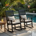 Hommoo Acacia Wood Indoor & Outdoor High-Back Rocking Chair, Weather ...