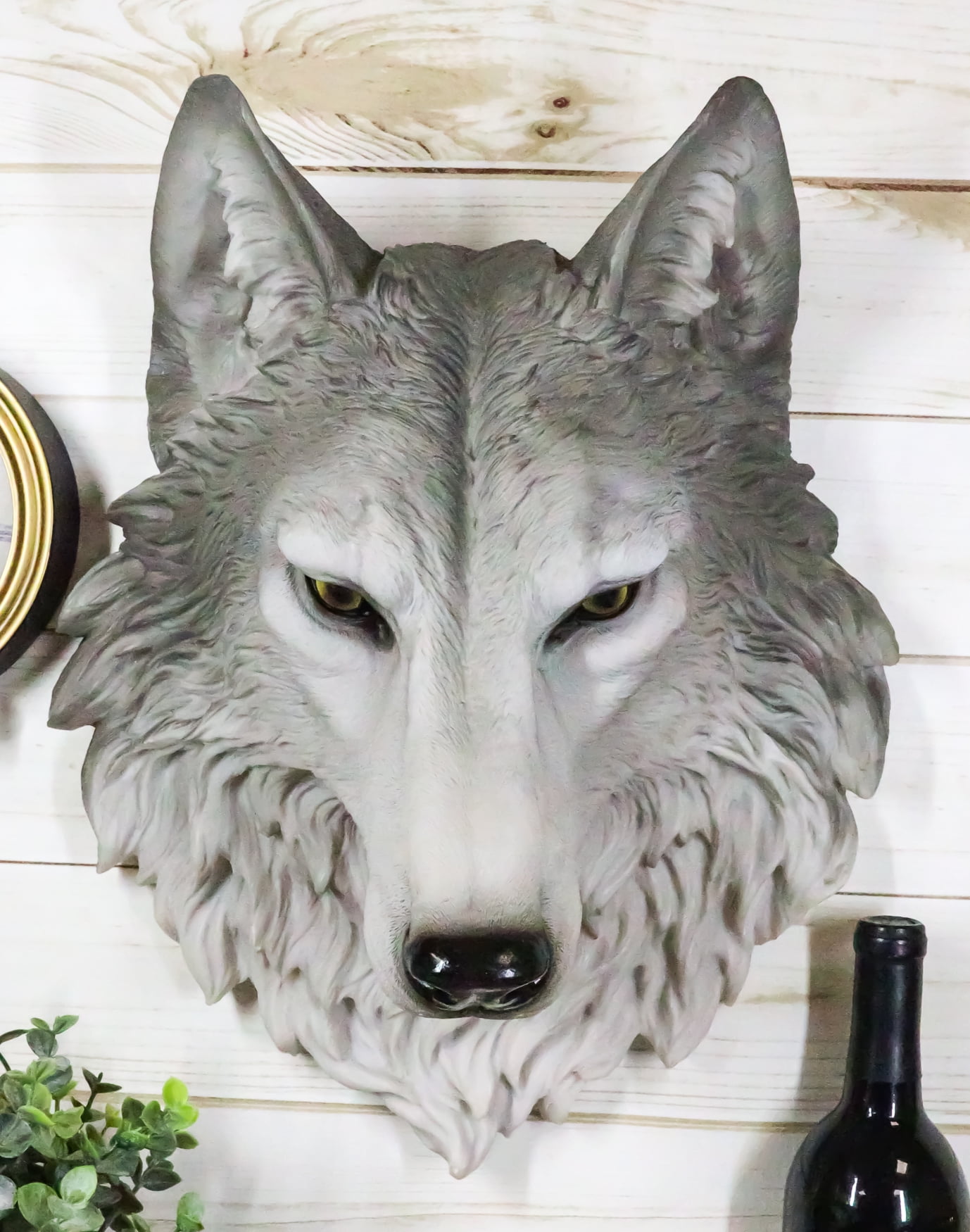 Ebros Large Gray Timber Wolf Head Wall Decor Plaque 16.5"Tall Taxidermy ...