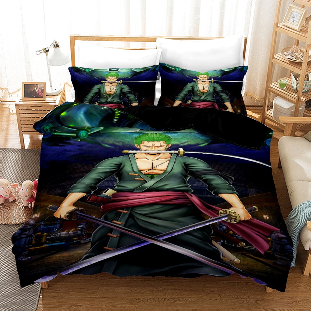 New 3 PCS Anime One Piece Luffy Bedding Comforter Sets Queen Size ...