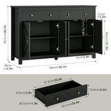 Homfa Farmhouse Black Kitchen Sideboard Buffet Cabinet with 2 Drawers ...