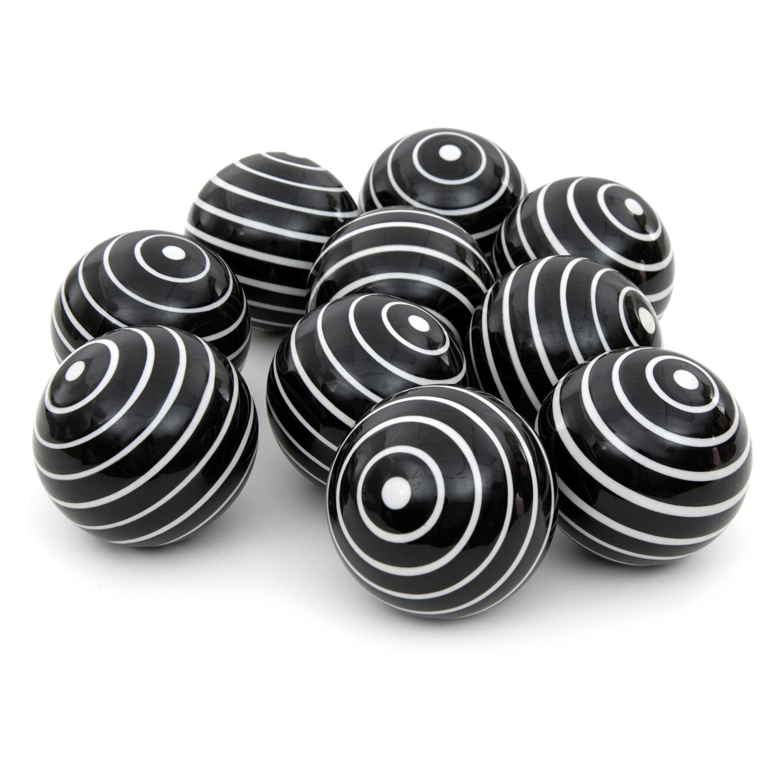 Oriental Furniture 3" White Stripes Porcelain Ball Set, decorative item ...