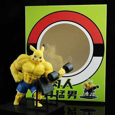Pokemoned Pikachu Anime Figure Cosplay Muscle Man Funny Creative Model ...