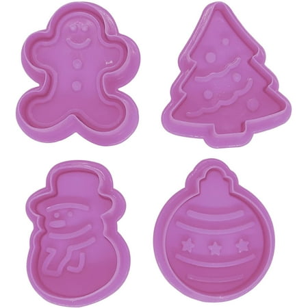 Cookie Cutter Stamper, Mini Christmas Cookie Cutters Set, 4Pcs 3D ...