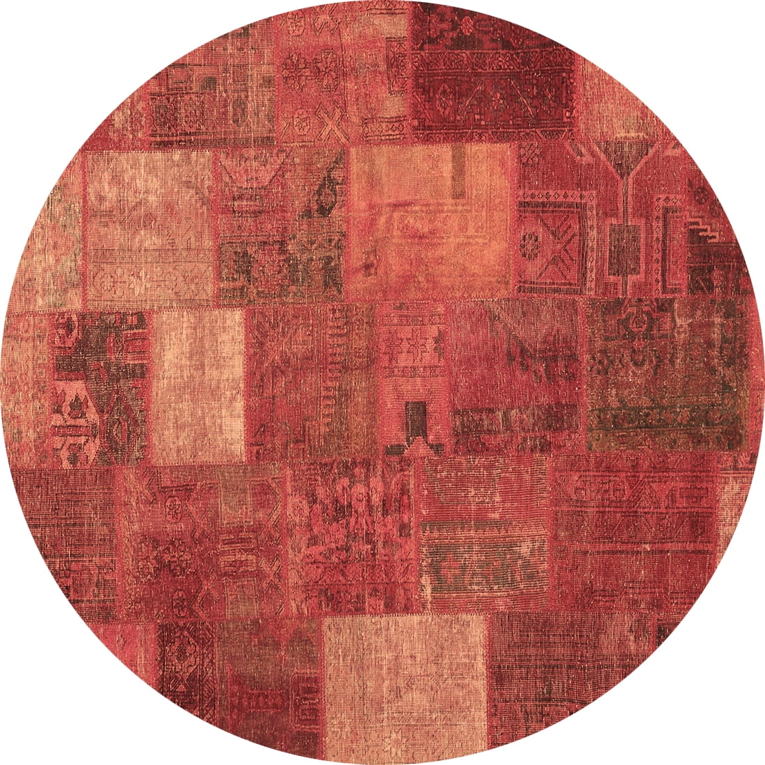 Ahgly Company Indoor Round Patchwork Brown Transitional Area Rugs, 5 ...