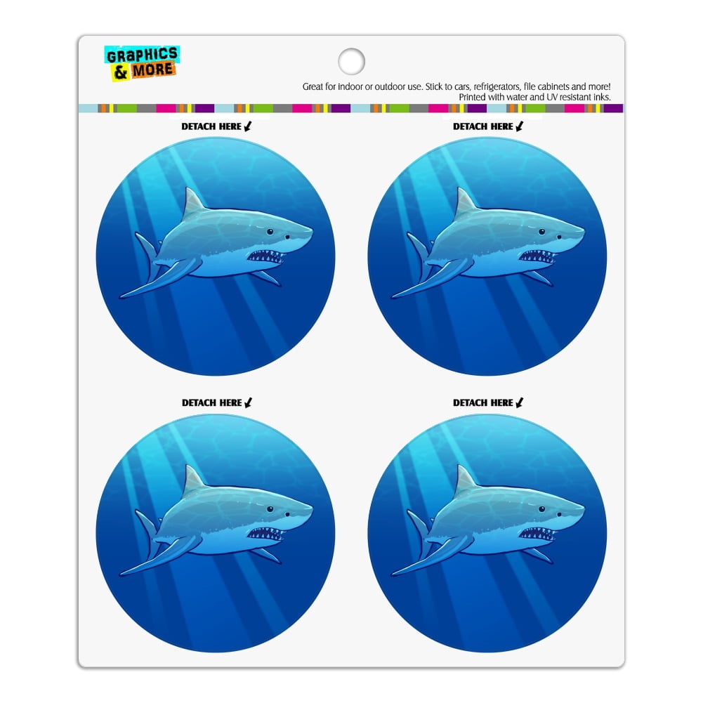Great White Shark Realistic Refrigerator Fridge Locker Vinyl Circle ...
