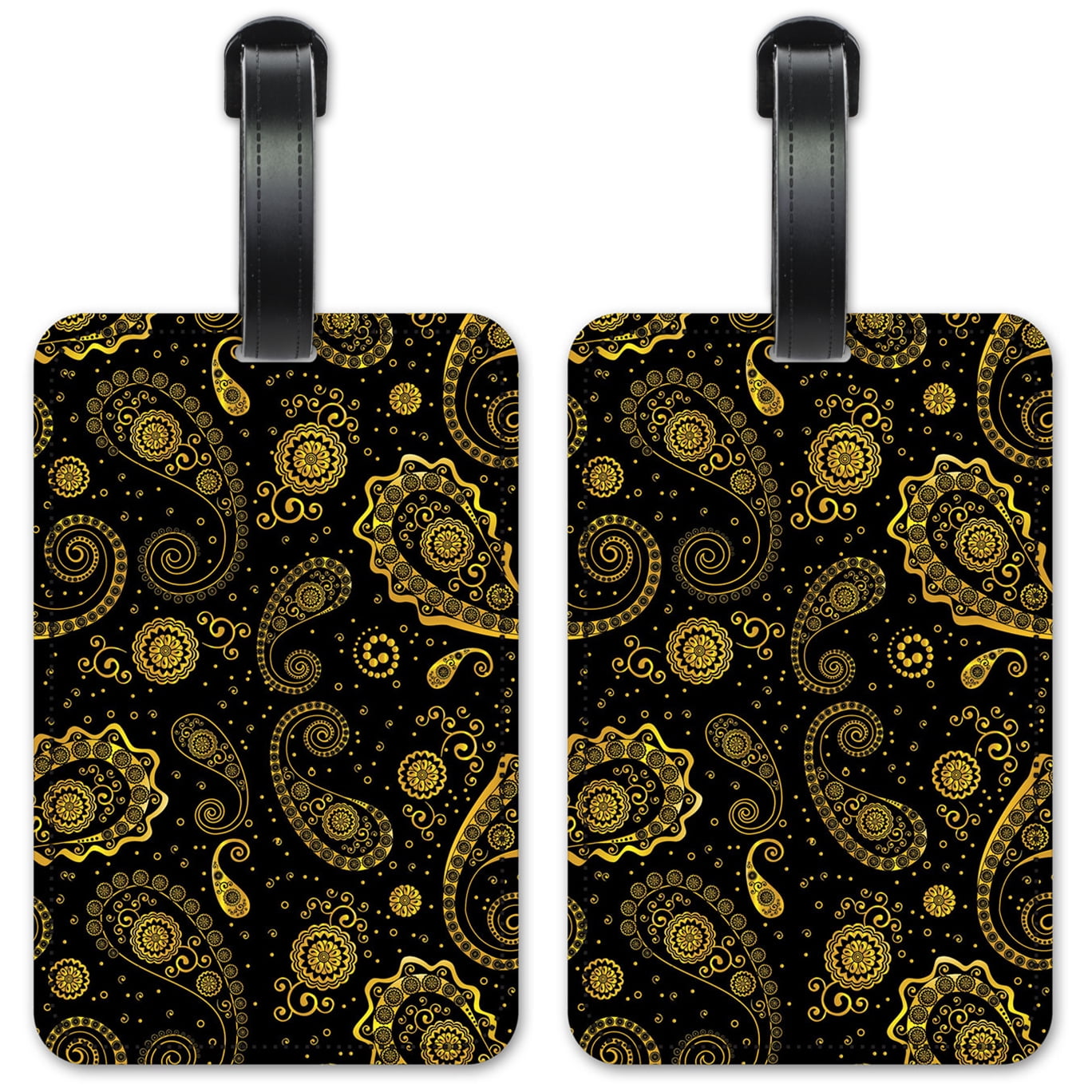 Gold Paisley - Luggage ID Tags / Suitcase Identification Cards - Set of ...