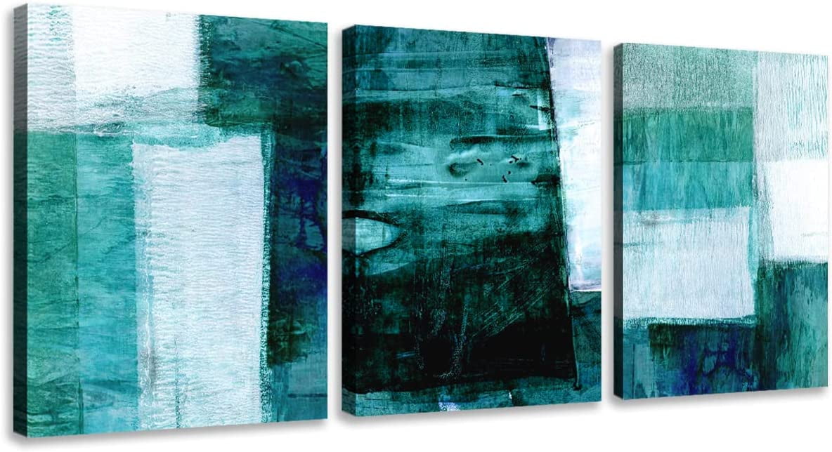 Abstract Canvas Wall Art - Teal Wall Decor for Bedroom - Teal Modern ...