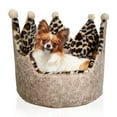 Precious Tails Luxury Leopard Print Crown-Shaped Bed for Small Dogs and ...