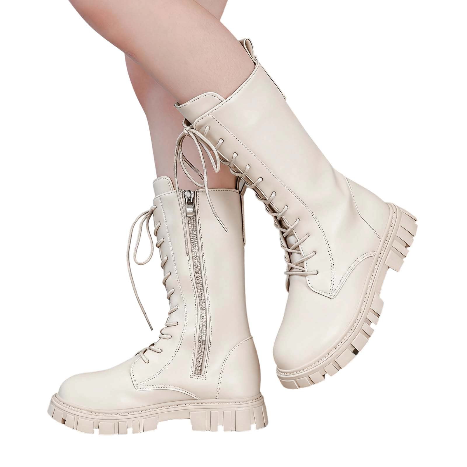 Click here for Wdgfv Girls Lace Up Mid Calf Combat Boots Fashion... prices