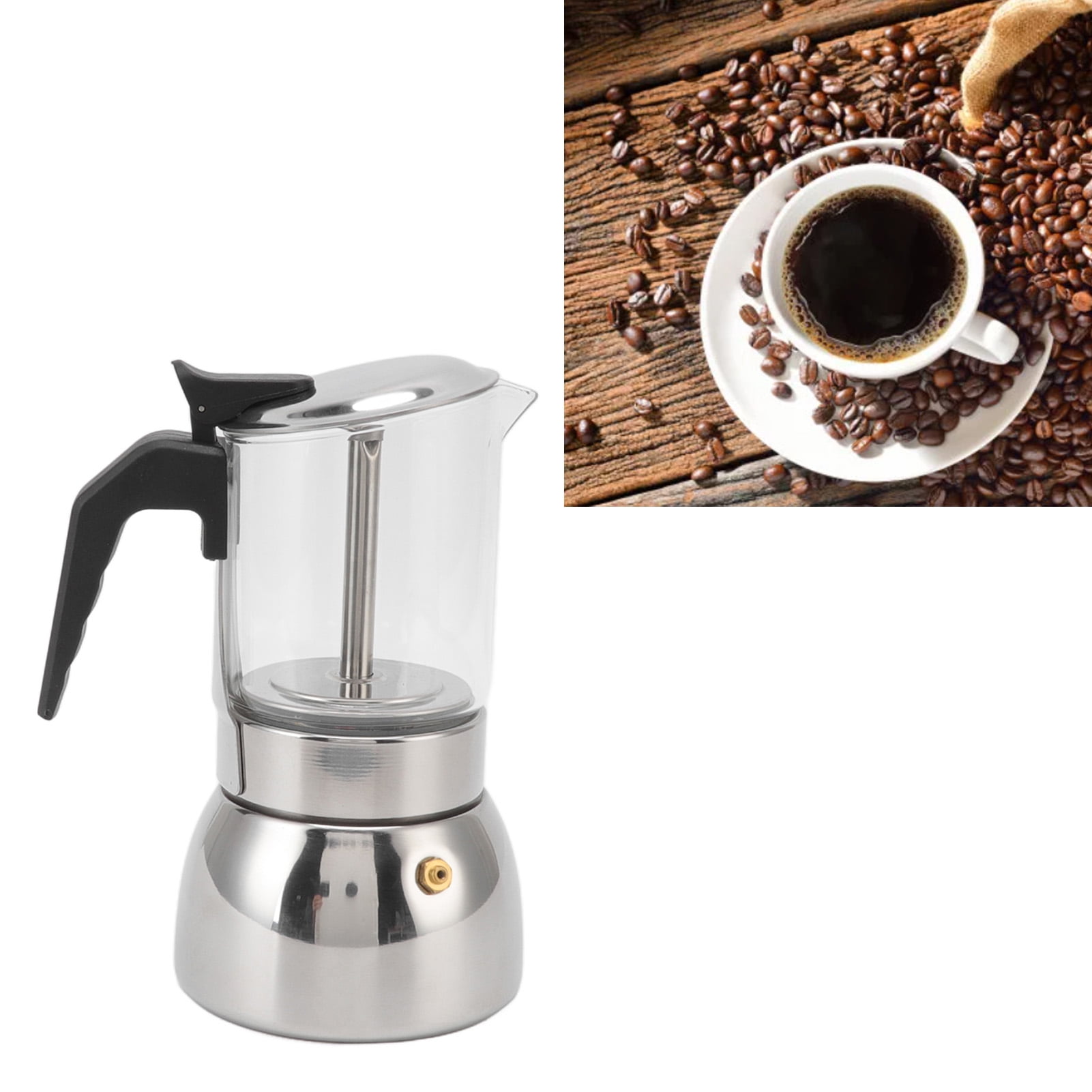 Olla Moka, Base de Acero inoxidable, Cuerpo de Vidrio, Cafetera Clásica ...