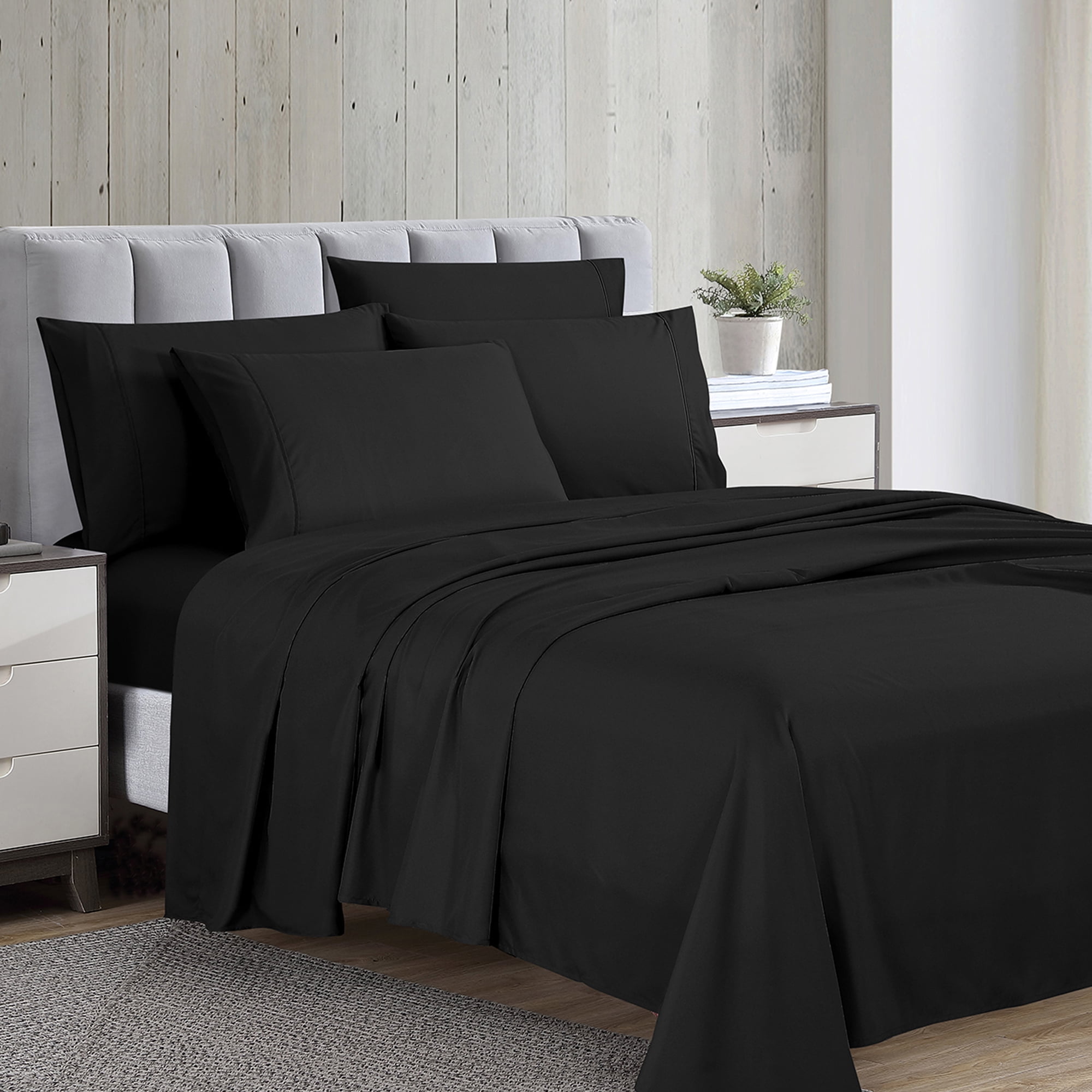 Click here for Swift Home Luxury 6-Piece Sheet Set  Double  Black prices