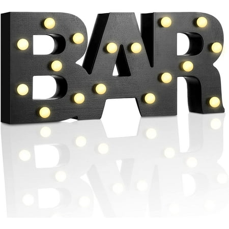 Wooden Bar Sign with Lights Light Up Bar Letter Lights Wooden Bar ...