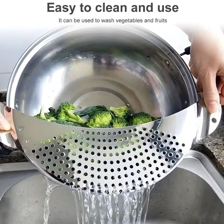 Labymos 1pc Kitchen Stainless Steel Pot Strainer, Hand Held Pot Drainer ...