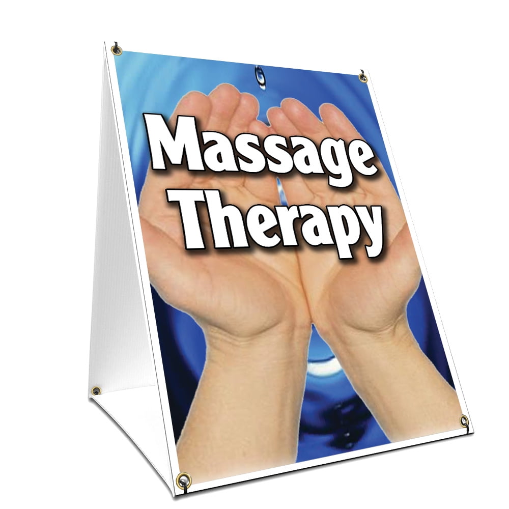 A Frame Sidewalk Massage Therapy Sign With Graphics On Each Side 18 X 24 Print Size