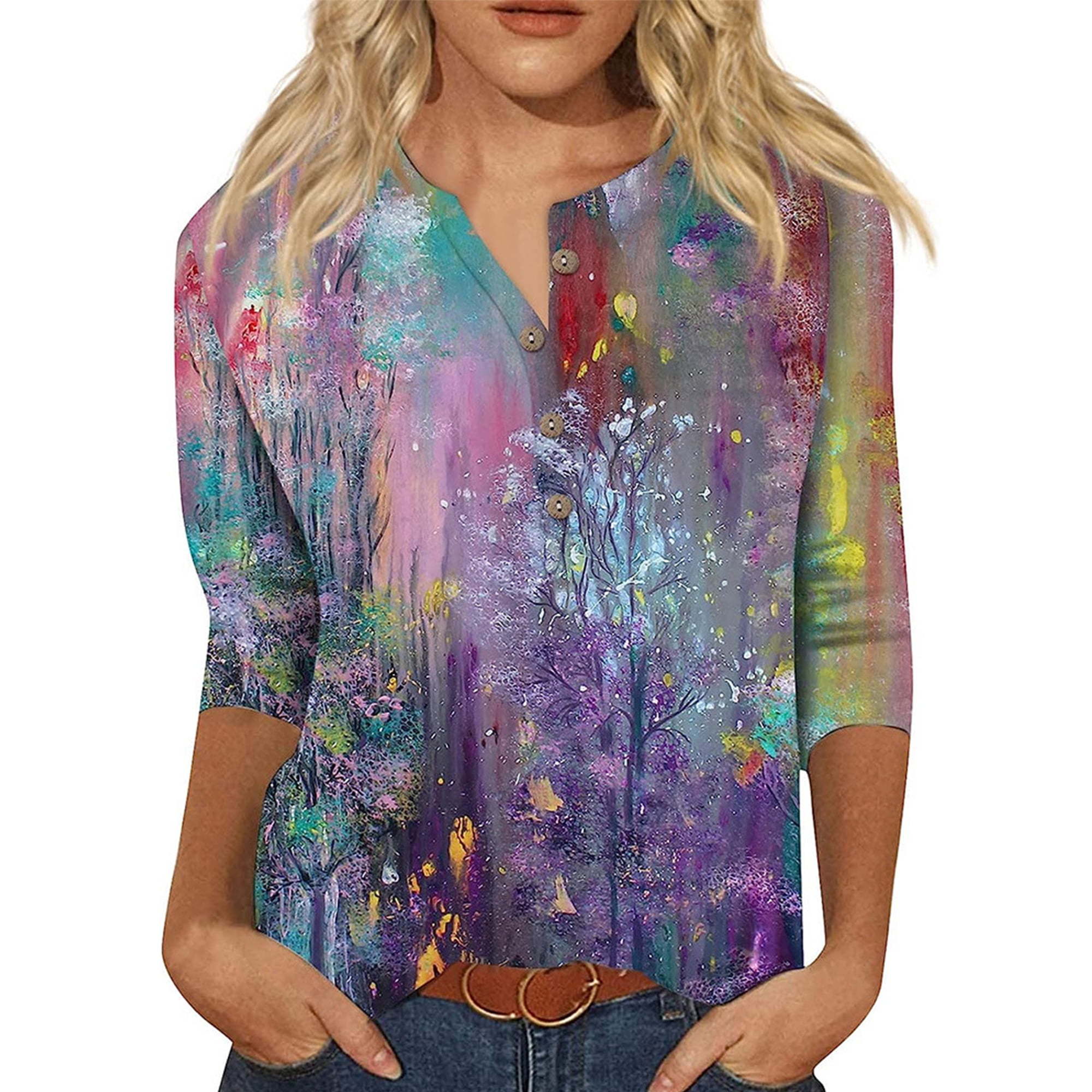 Click here for Sexy Dance Ladies Tops Crew Neck Tee 3/4 Sleeve T... prices