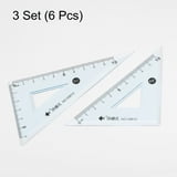 Uxcell 6piece Triangle Ruler Square Set 10cm 30/60 and 45/90 Degrees Measuring Tools, Blue ...
