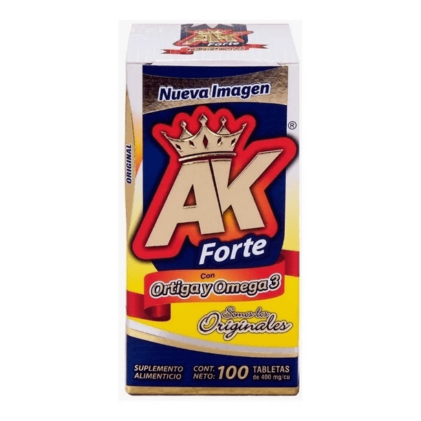 AK Forte nueva imagen 100 tab 400 mg Plantas Herbolareas de Mexico Caja ...