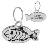 Pet Artist Cat Head/Fish Shape Engraved Cat Tags Small Personalised ...