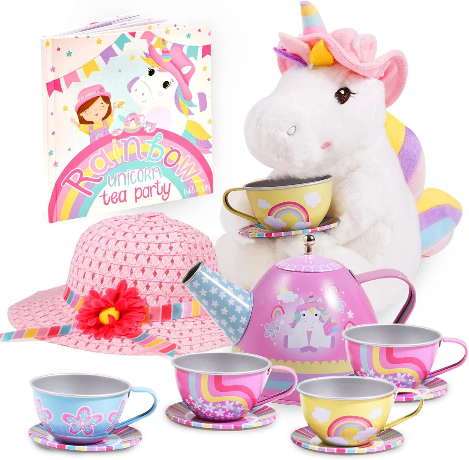 Tickle & Main Rainbow Unicorn Tea Party Gift Set: Includes Storybook ...