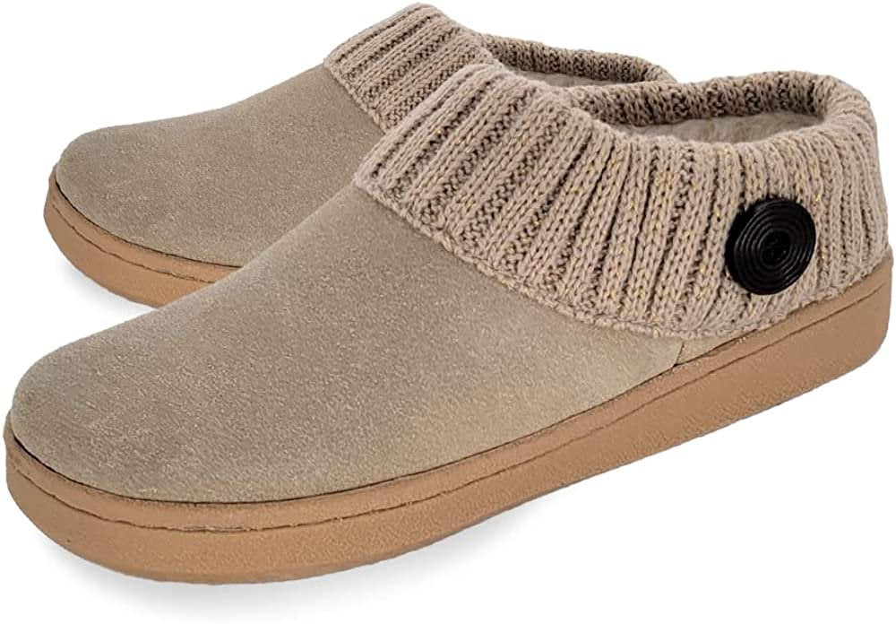 Clarks Women’s Suede Leather Knitted Collar Slipper (6 M US, Slipper ...