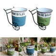 7829 Iron Bucket Stand Retro Iron Flower Pot Round Convenient Metal ...