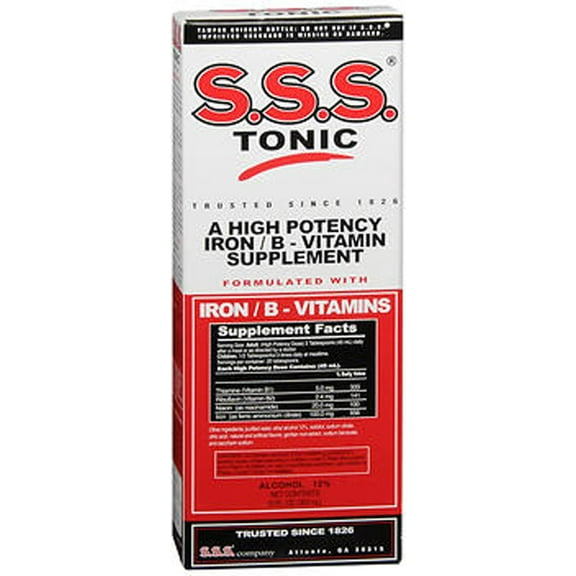 S.S.S. Trusted Iron and Vitamin B Complex Supplement Tonic Liquid, 20 ...