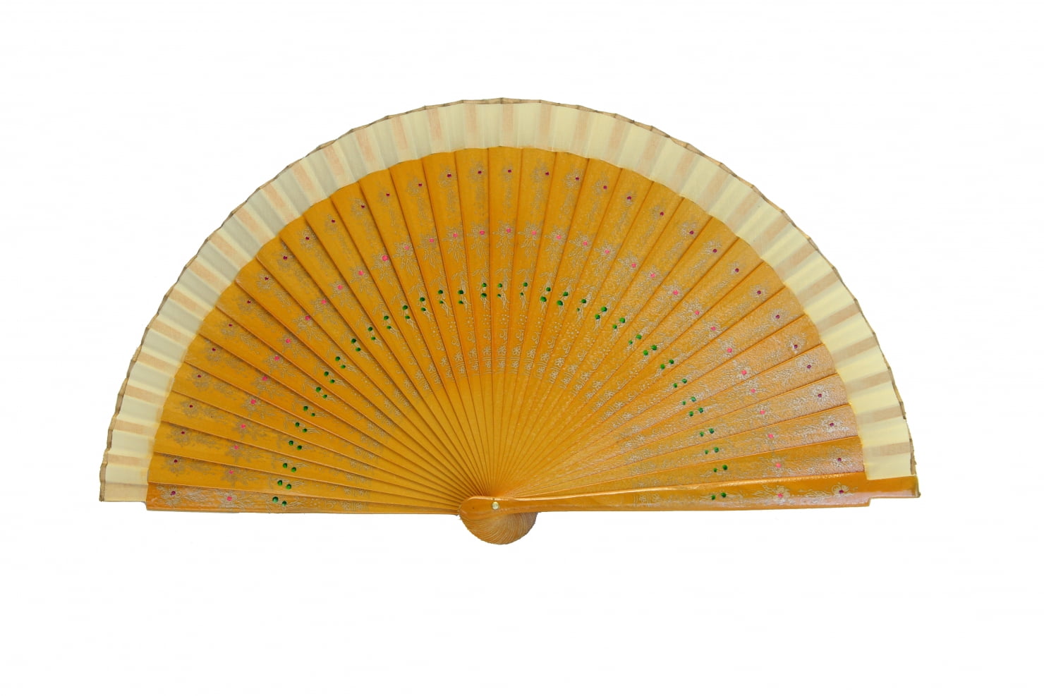 Wooden Hand Fan with Cloth on the Edge-yellow - Walmart.com