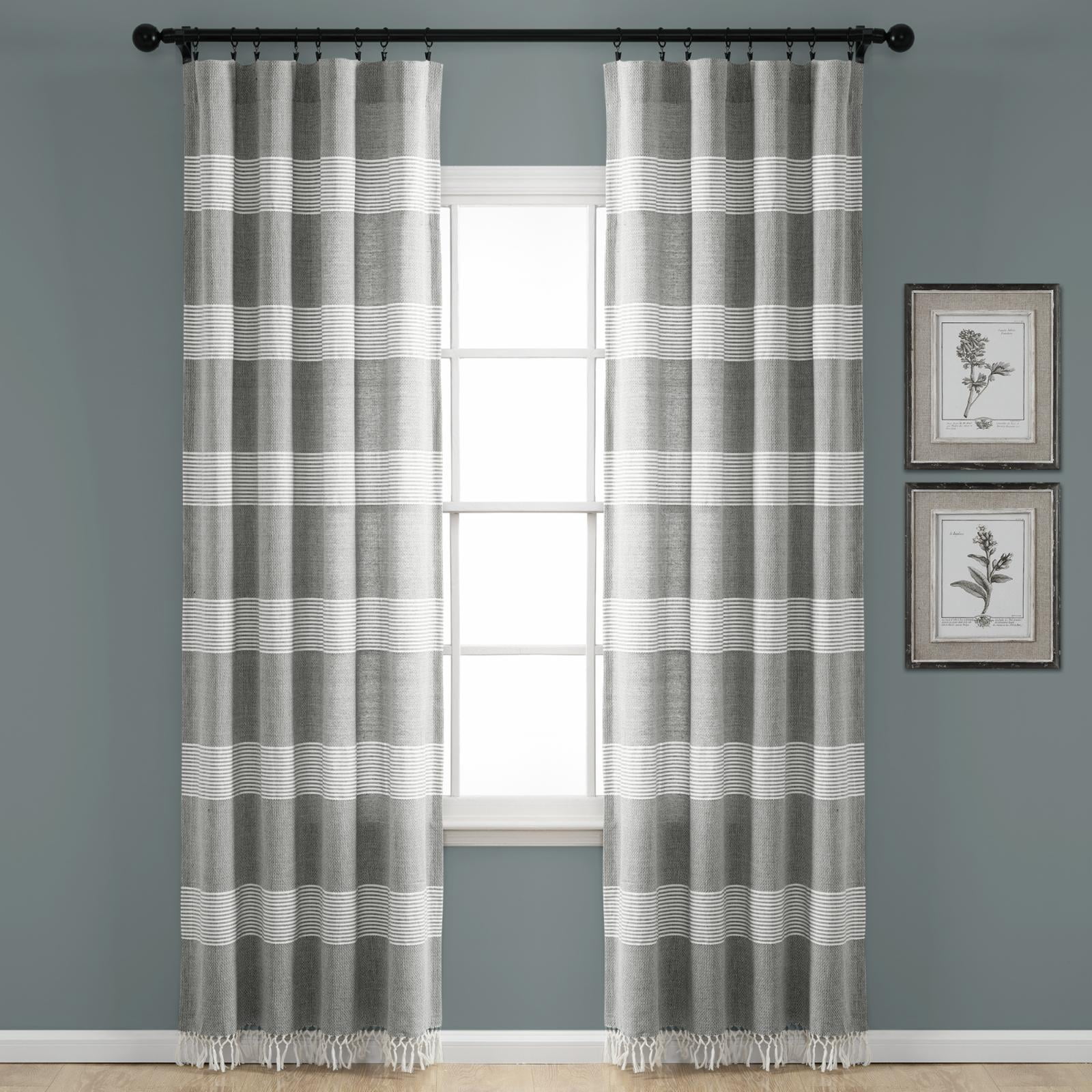 Lush Decor Tucker Stripe Window Curtain Panels - Gray - 84 X 40 ...
