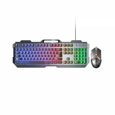 Gaming Keyboard and Mouse Set,Rainbow LED Backlit Keyboard,USB Wired ...