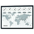 Seiko World's View Wall Map, 6 Time Zone Clocks, Quartz, Wooden Frame ...