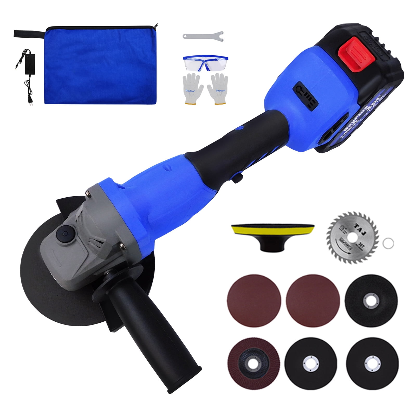 Cordless Angle Grinder Kit with 3000mAh Battery, Cutting Wheels ...