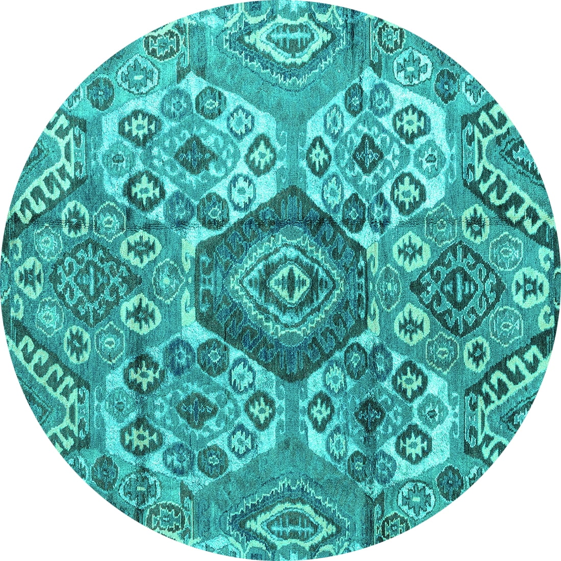 Ahgly Company Indoor Round Abstract Turquoise Blue Modern Area Rugs, 8 ...