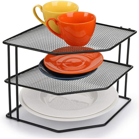 HTCM 3-Tier Cabinet Corner Shelf, 9x9x7.5 Inches Metal Wire Plate Rack ...