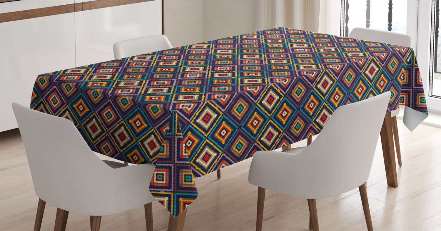 Abstract Tablecloth, Geometric Illustration Along Colorful Concentric ...