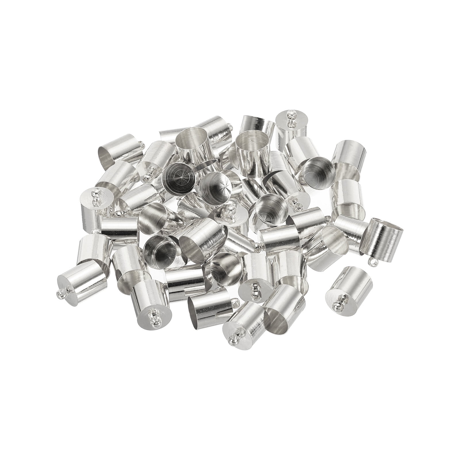 50Pcs Cord End Caps 9.5mm End Cap Barrel Beads Kumihimo End Caps Brass ...