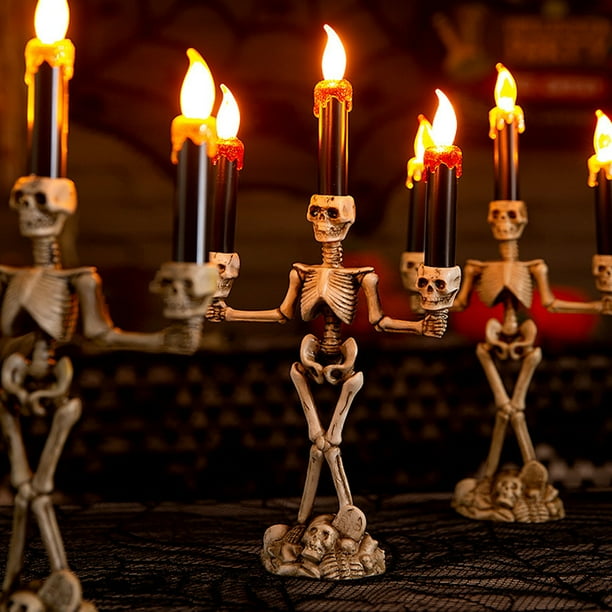 Cheers US Halloween Decoration Skeleton Skull Candle Holder Light ...