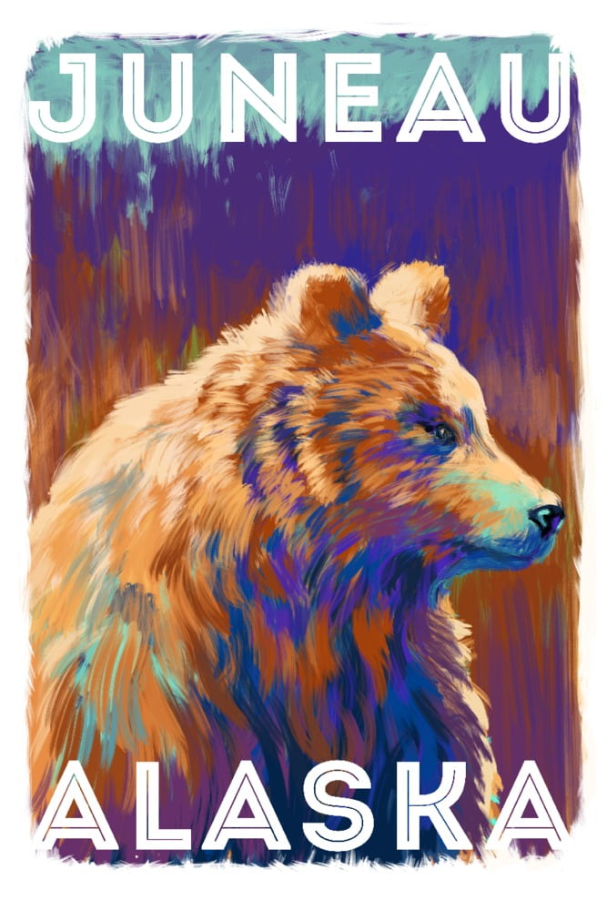Juneau, Alaska, Vivid Grizzly Bear (16x24 Giclee Gallery Art Print ...