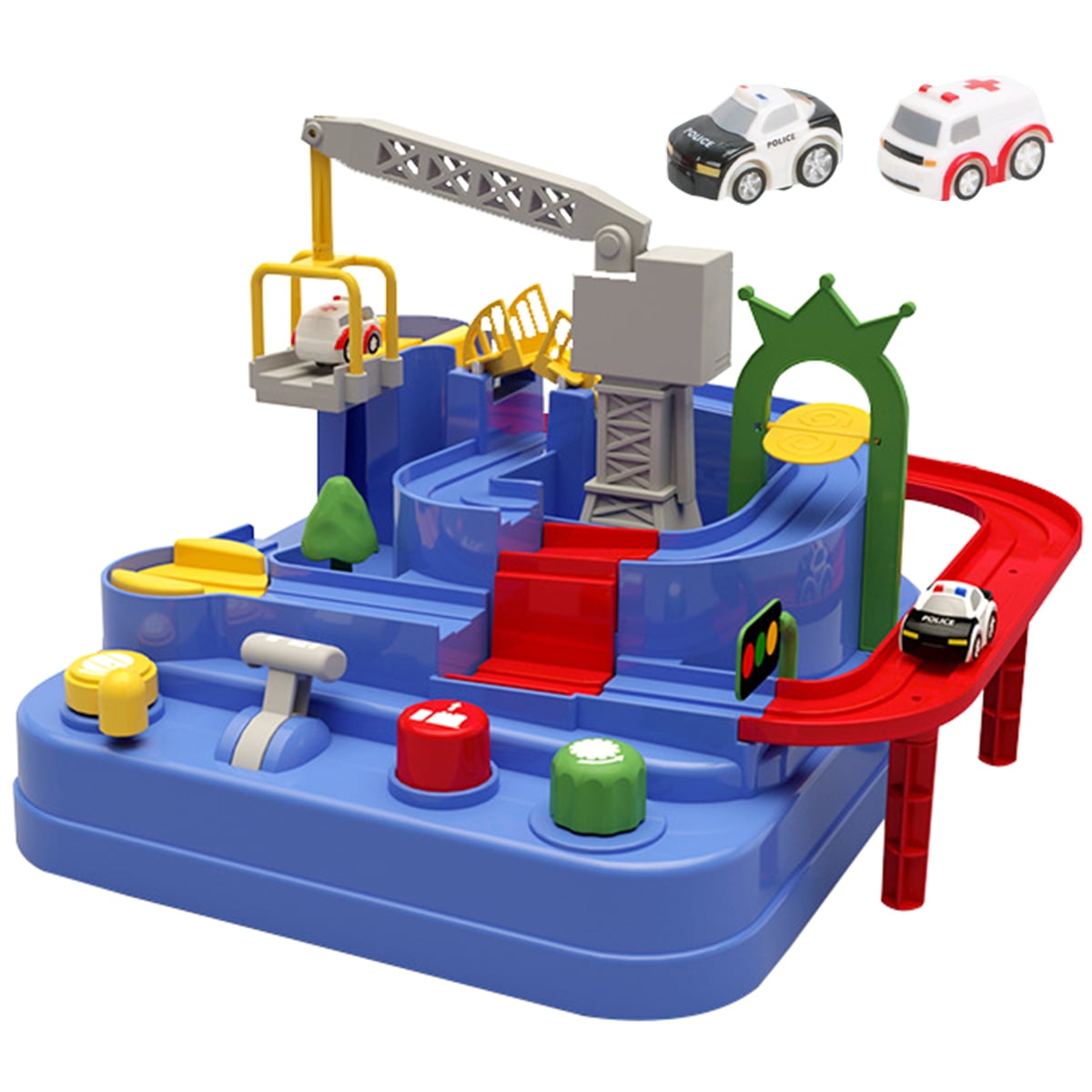 BUTORY Kids Car Adventure Toys,City Rescue Rail Car Track Set ...