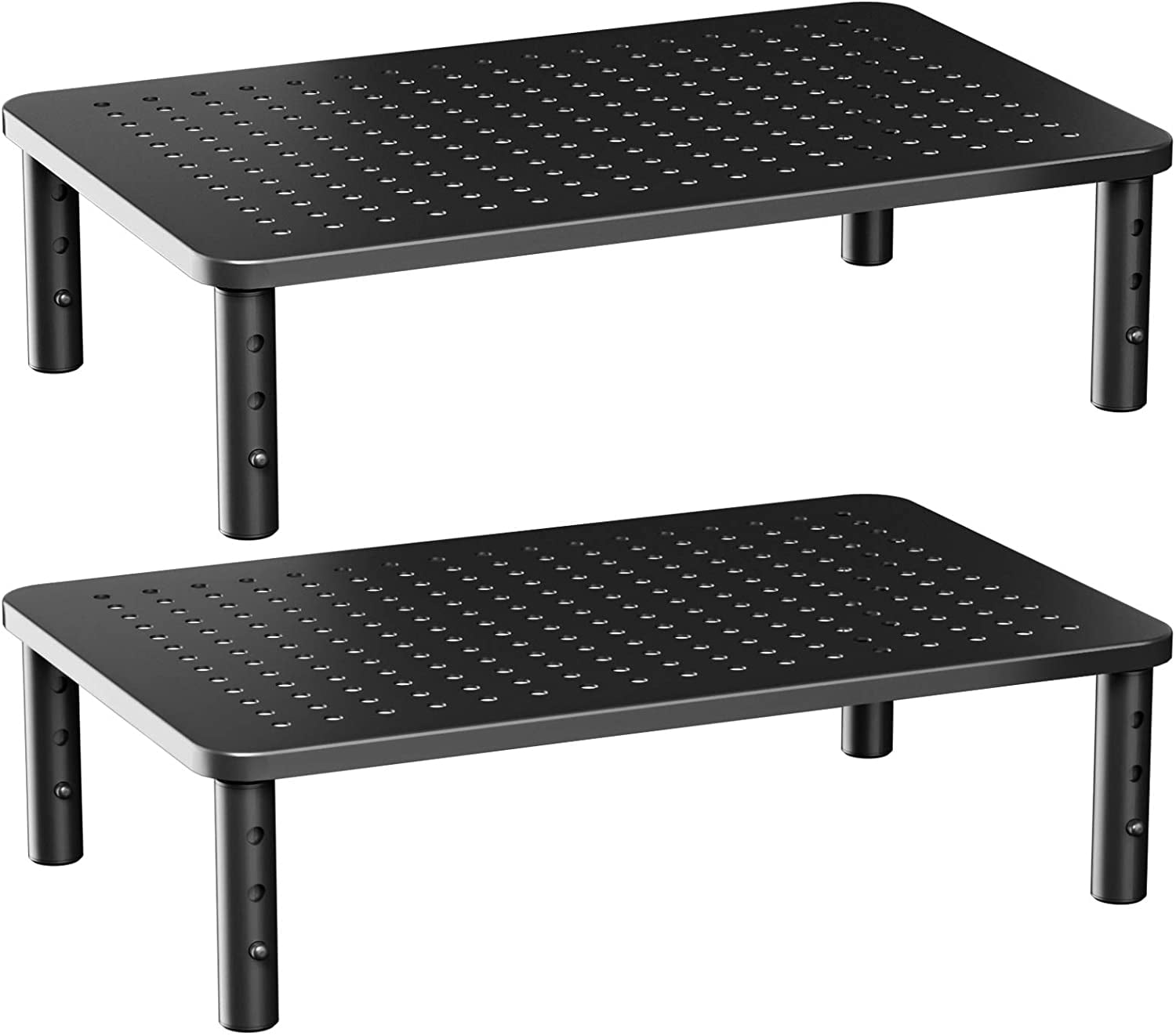 2-Pack Monitor Stand Riser with 3 Height Adjustable and Mesh Platform ...