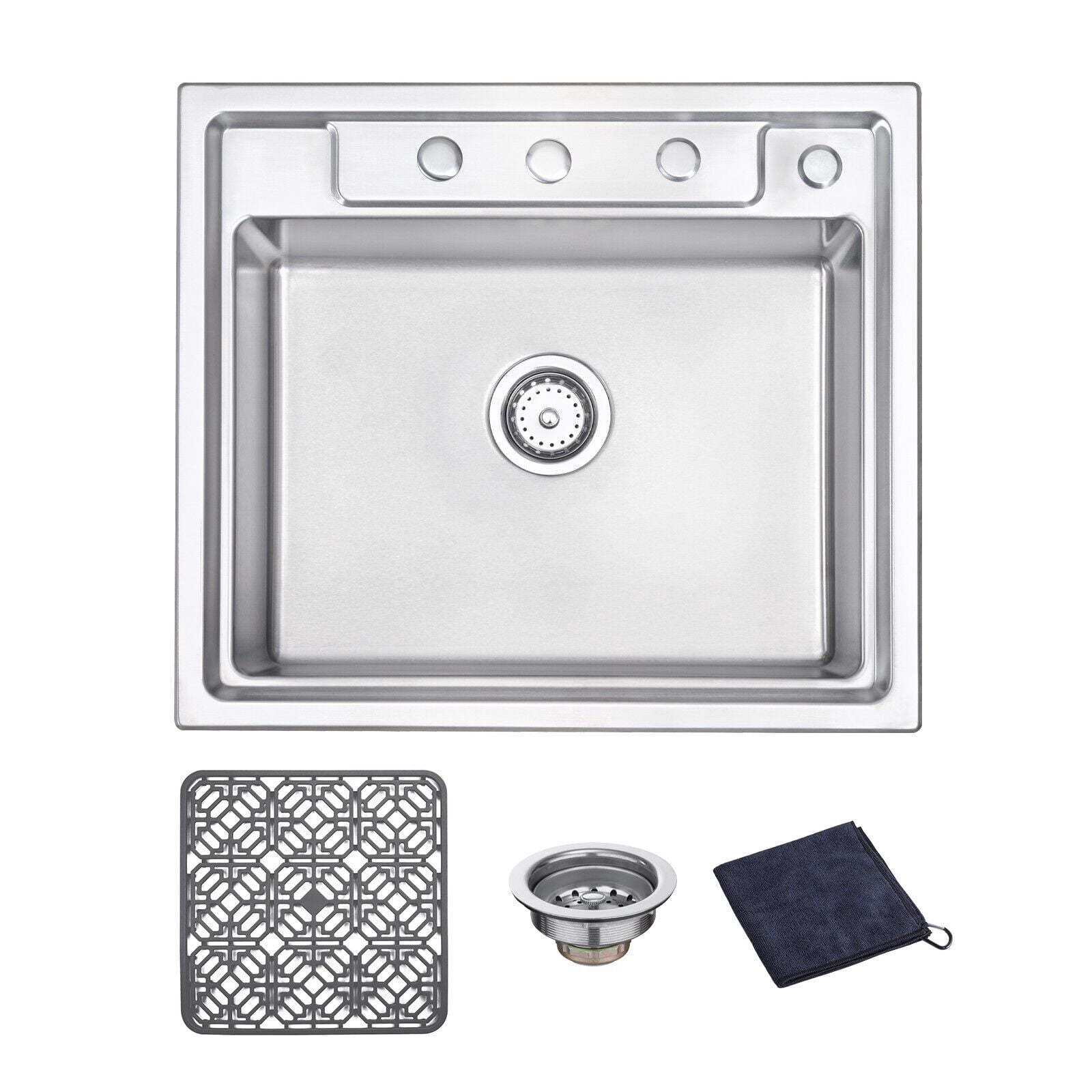 DIRECTUNIT 4-Hole Drop-in Stainless Steel Kitchen Sink Topmount, 25"x22 ...