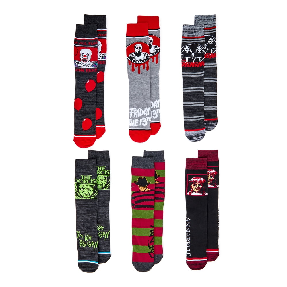 Warner Bros. - Classic Horror Movies Men’s Crew Socks, 6-Pack - Walmart ...