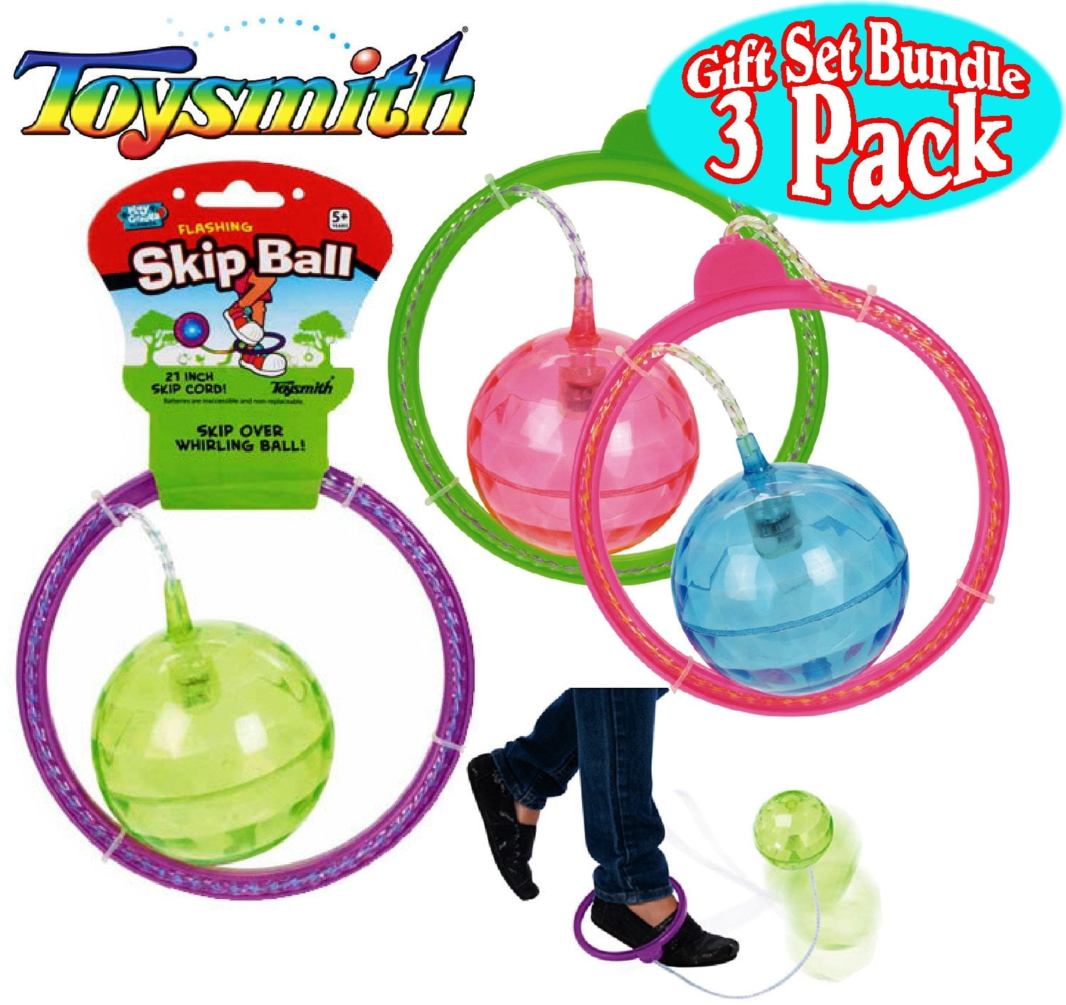 Toysmith Flashing Skip Ball Purple/Green, Green/Pink & Blue/Pink ...
